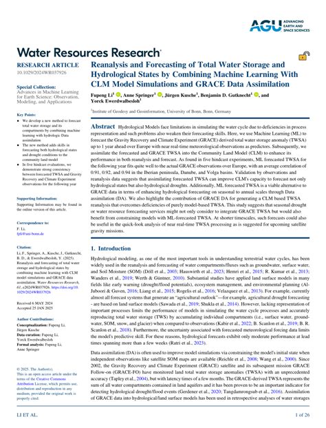 Pdf Reanalysis And Forecasting Of Total Water Storage And Hydrological States By Combining