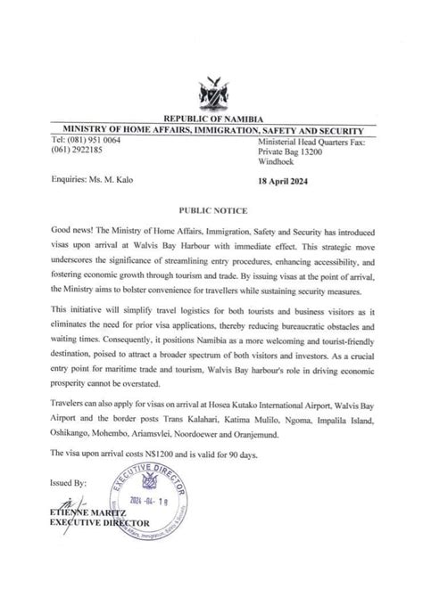 Application For Visa Embassy Of Namibia Berlin Germany