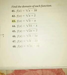 Solved Find The Domain Of Each Function F X Squareroot Chegg