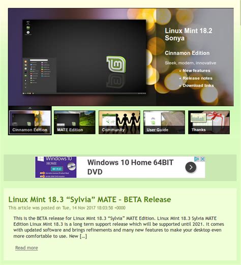 Windows Ad On Linux Mint S Main Page R Linuxmemes