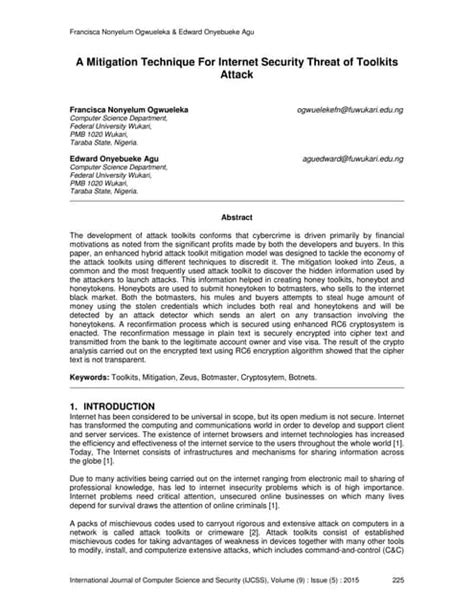 A Mitigation Technique For Internet Security Threat Of Toolkits Attack Pdf