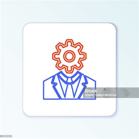 흰색 배경에 고립 된 아이콘 내부의 기어와 라인 인간의 머리 인공지능 뇌를 생각 뇌의 상징 작업 다채로운 개요 개념 벡터 0명에 대한 스톡 벡터 아트 및 기타 이미지