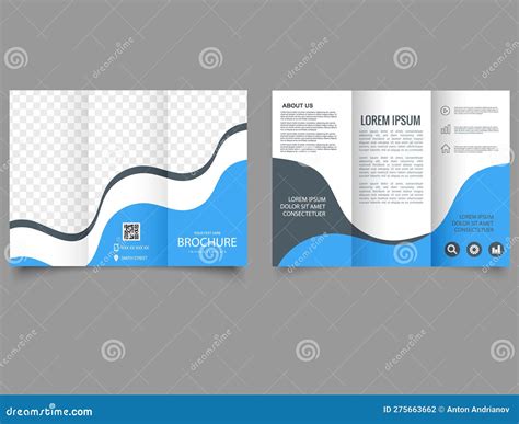 Trifold Brochure With Blue Waves Lyer Report Template Lyer Report