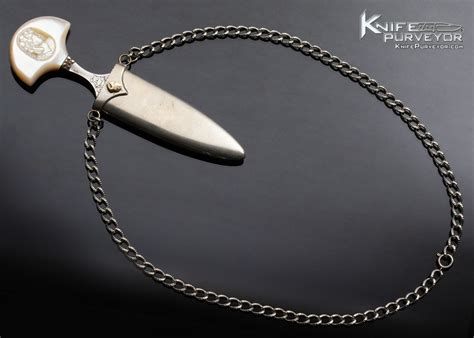 Gary Kelley Custom Knife Carved Pearl And Copper Neck Push Dagger W Chain Necklace Knife Purveyor