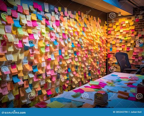 Sticky Note Wall With Brainstorming Ideas Stock Illustration