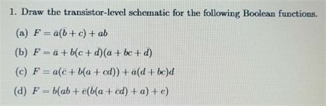 solved 1 draw the transistor level schematic for the