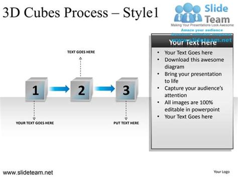 how to create build 3 d cubes blocks in line to show process process 1