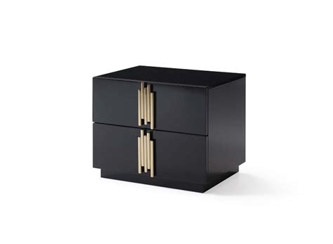 Modrest Token Modern Black Gold Bed W 2 Nightstands At Futonland