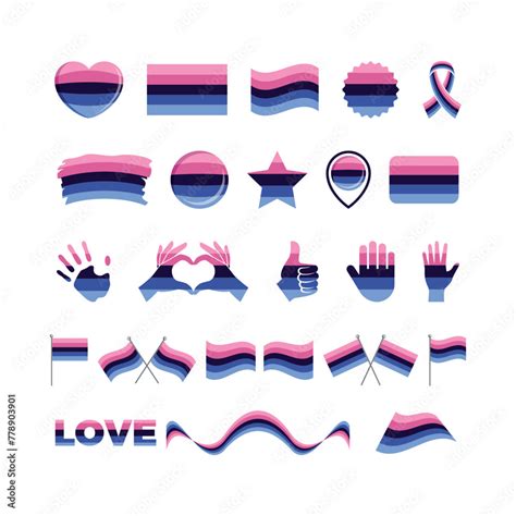 Omnisexual Pride Flag And Symbols Many Icon Set Vector Omnisexual