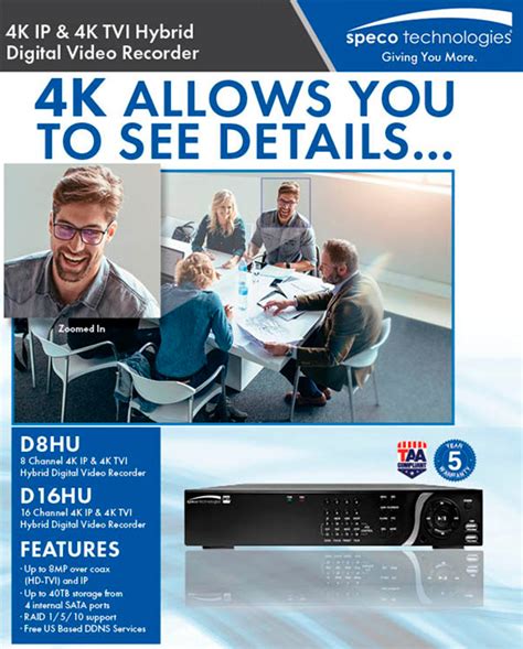 Speco D16hu1tb 16ch 8mp Hybrid Recorder Dvr And Nvr Discontinued