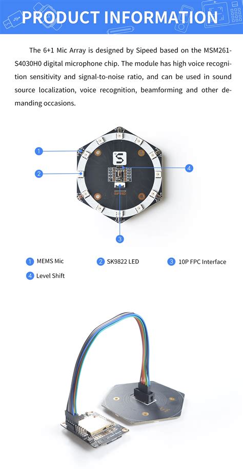 Generic New Sipeed 61 Mic Array Sound Source Localization Beamforming Speech Recognition