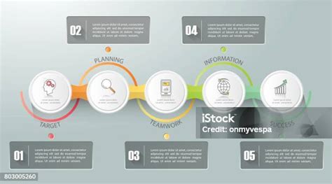 워크플로 레이아웃 다이어그램 번호 옵션 시간 표시 막대 또는 중요 시점 프로젝트 디자인 비즈니스 개념 Infographic 서식 파일을 사용할 수 있습니다 0명에 대한 스톡