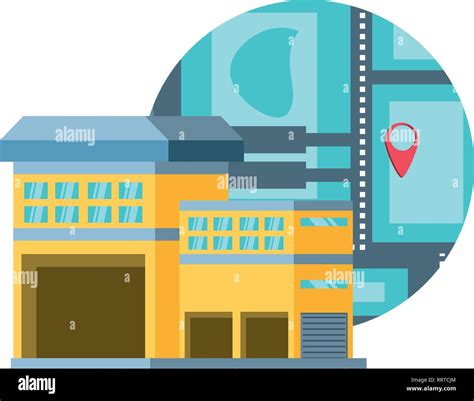 Warehouse Building With Map Guide Vector Illustration Design Stock Vector Image Art Alamy