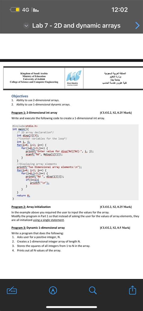Solved Ability To Use Dimensional Dynamic Arrays Program Chegg Com