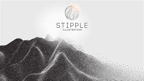 도트 워크 스타일의 산의 벡터 풍경 스티플 일러스트 디자인 오래된 복고풍 도트 텍스처 빈티지 그라디언트 포인트리즘 그래픽 곡물