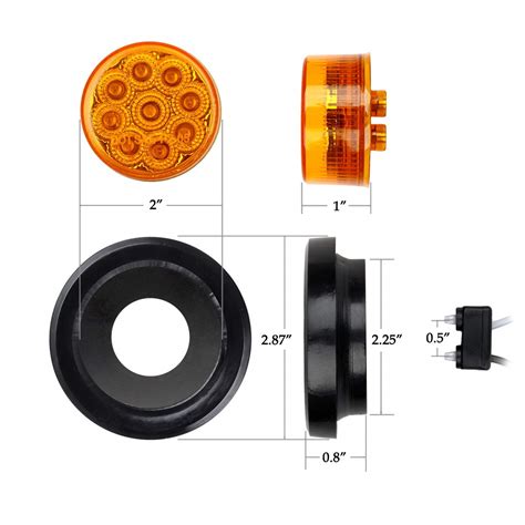 Trailer Lights Pair Of Round Amber Led Trailer Marker Lights With