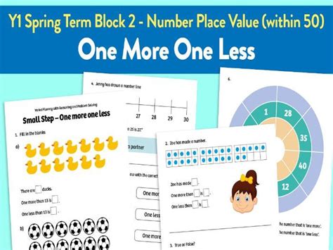 One More One Less Activities Y1 Spring Term Block 2 Number Place Value Within 50