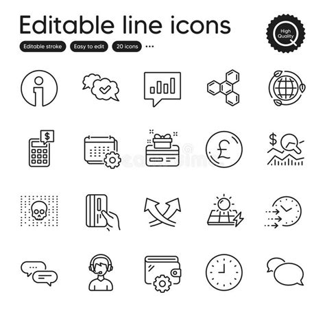 Set Of Technology Outline Icons Contains Icons As Calculator Chemical Formula And Dots Message