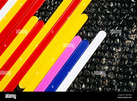 Colorful Lines On Black Abstract Geometric Background Plastic Counting Sticks Number Learning