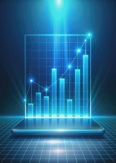 Premium Photo Glowing Holographic Data Chart Displayed On A Smartphone Generative Ai