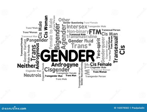 Gender Word Tag Cloud Shows Words Related To Sex Identification Stock