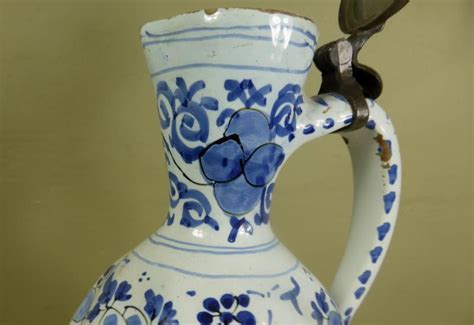Th C Delft Wine Jug Delftware Ceramics