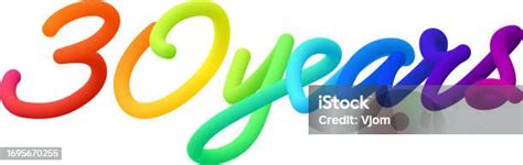 30 년 유체 3d 트위스트 텍스트는 혼합 된 다채로운 원으로 만들어졌습니다 30에 대한 스톡 벡터 아트 및 기타 이미지 30 3차원 형태 곡선 Istock