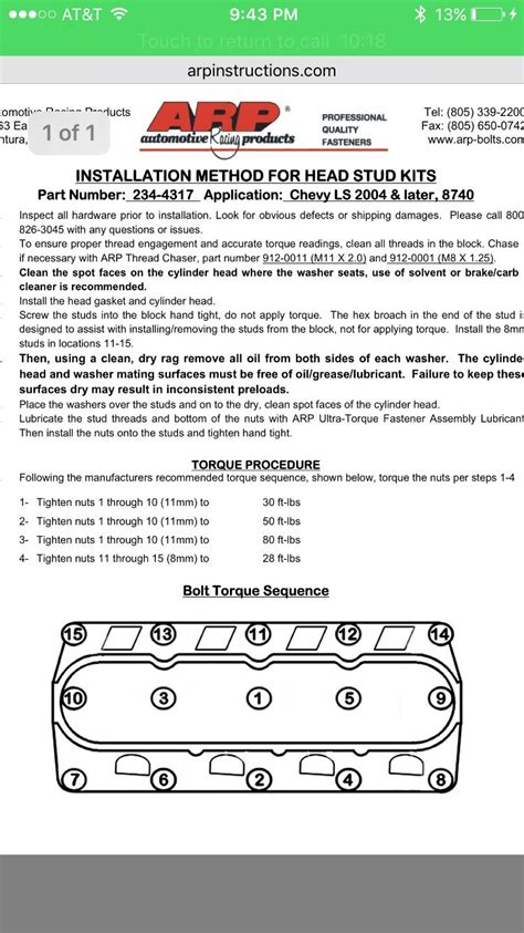 ARP Head Stud Torque Specs Cadillac CTS V Forum