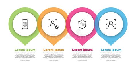 Set Mobile With Fingerprint Scan Face Recognition Shield Voice And Business Infographic