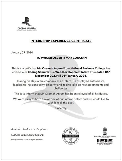 Internshipcompleted Newbeginnings Careerdevelopment Codingsamura Csip