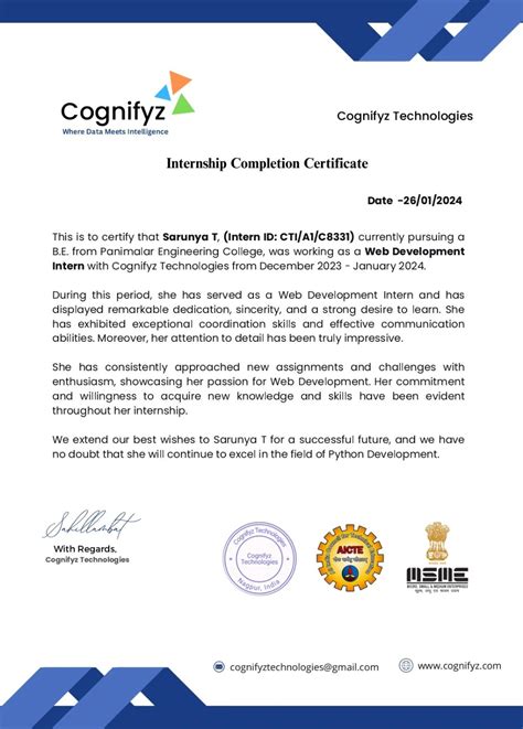 Sarunya Reddy On Linkedin Intern Cognifyztechnologies