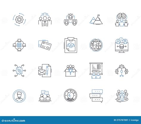 Resource Pooling Linear Icons Set Collaboration Aggregation