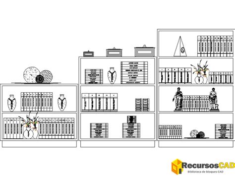 Bloques Autocad Dwg De Estanterías Y Libreros