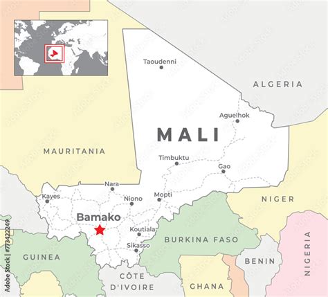 Mali Map And Capital Bamako Langue