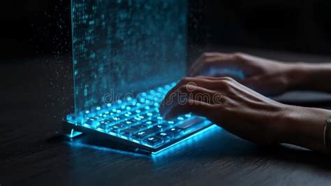 Neon Cyber Typing 4k Futuristic Keyboard For Tech And Gaming Ai