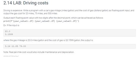 Solved LAB Driving Costs Driving Is Expensive Write A Chegg Com