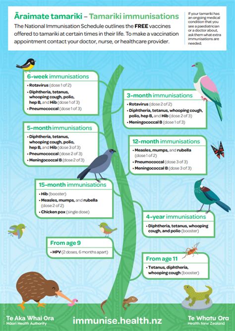 Tamariki Immunisations Schedule Poster Nip8792 Healthed