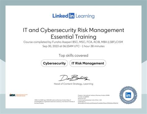 Funsho Aseperi Bsc Msc Fca Acib Mba Lsbfcism On Linkedin Certificate Of Completion