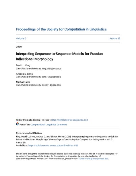 Pdf Interpreting Sequence To Sequence Models For Russian Inflectional