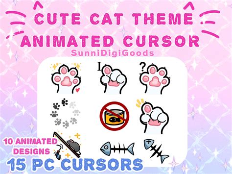 Cute Cat Paw Mouse Cursor 10 Animated Pc Gaming Cursor Pack Kawaii