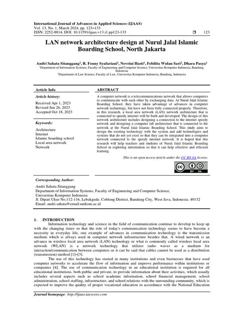 Lan Network Architecture Design At Nurul Jalal Islamic Boarding School North Jakarta Pdf