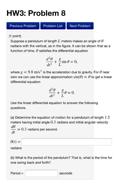Solved Hw3 Problem 8 Previous Problem Problem List Next
