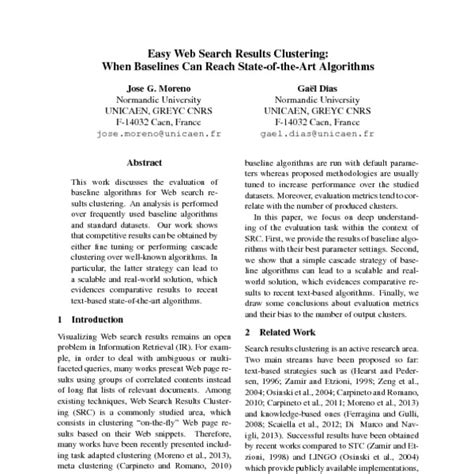 easy web search results clustering when baselines can reach state of the art algorithms acl