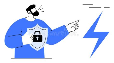 Cybersecurity Protection With Shield And Lightning Bolt Stock Illustration Illustration Of
