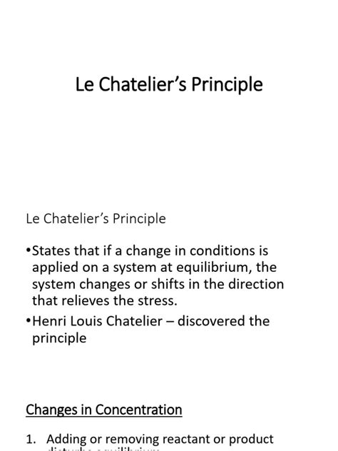 Le Chateliers Principle Pdf