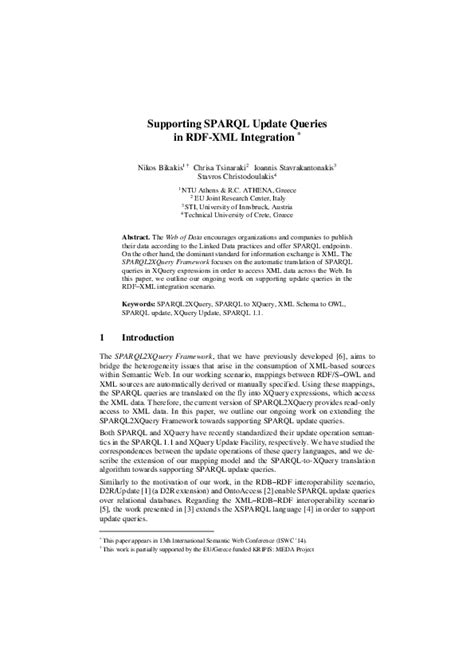 Pdf Supporting Sparql Update Queries In Rdf Xml Integration