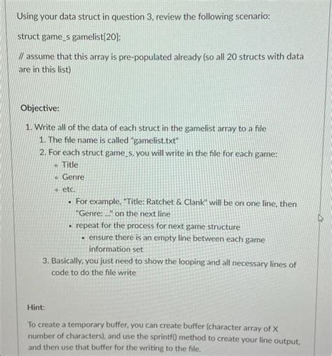 Solved Using Your Data Struct In Question 3 Review The