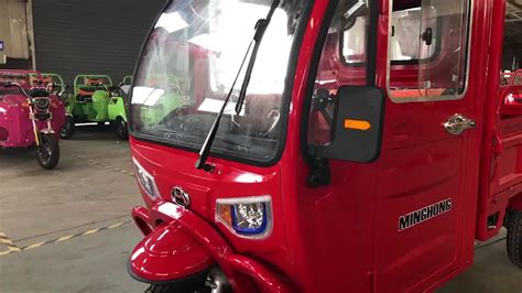 Three Wheel Electric Motorcycle Car With Drive Cabin Enclosed With Passenger Seat Cargo