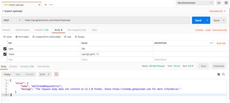 Postman Api File Upload For Import External Api Validating Against