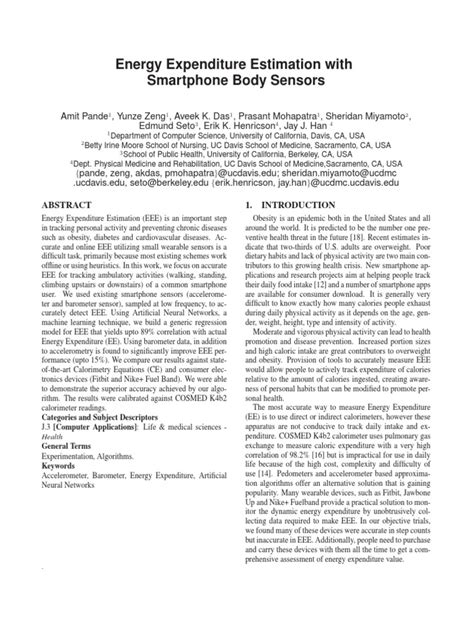 Energy Expenditure Estimation With Pdf Regression Analysis Accelerometer